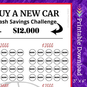 New Car Savings Challenge A6 Mini Budget Binder Insert Printable for ...