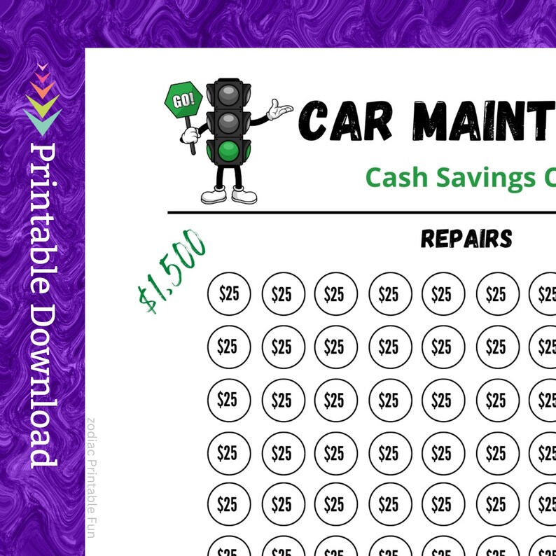Car Savings Challenge Printable for Car Maintenance for Auto - Etsy ...