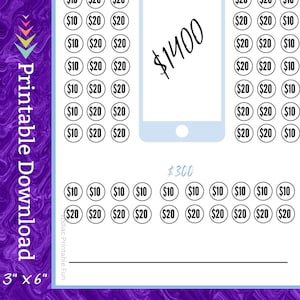 Smartphone Savings Challenge A6 Mini Budget Binder Insert Printable for ...