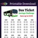 Bus Ticket Savings Challenge Printable for Weekend Getaway Money Saving ...