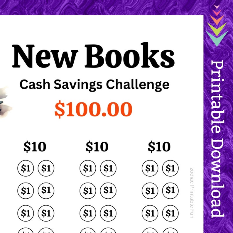 Book Savings Challenge Printable Reading Planner Money Saving Fund for ...
