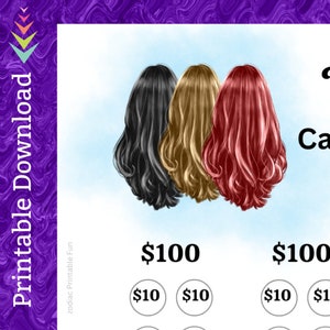 Women Wigs Savings Challenge Printable for White Black Women Wig Cash ...