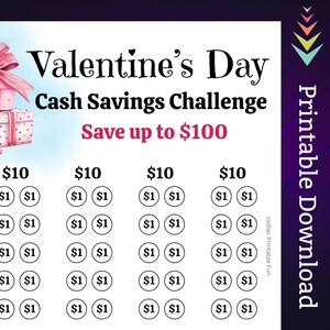 Valentine Day Savings Challenge Printable for Couples Date Night Money ...