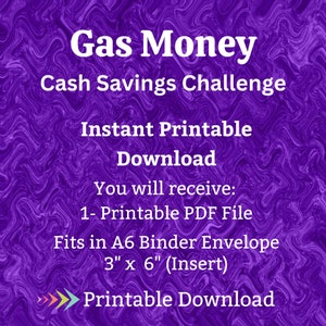 A6 Savings Challenge Printable Insert for Automobile Car Gas Station ...