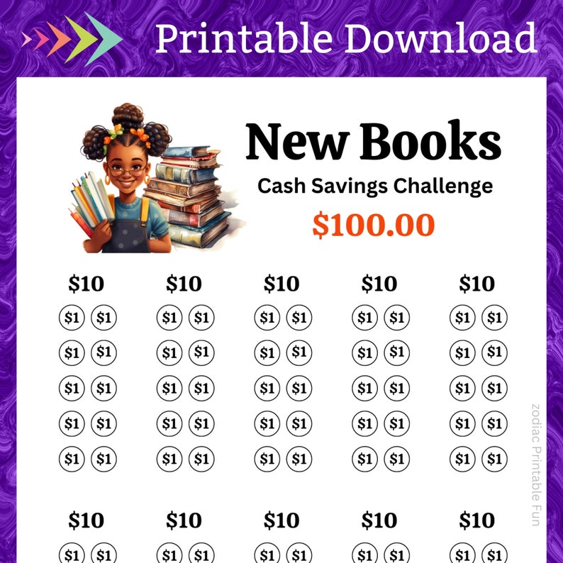 Book Savings Challenge Printable Reading Planner Money Saving - Etsy