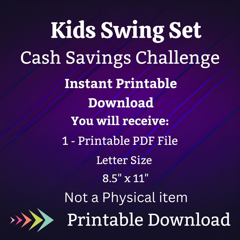 Kids Savings Challenge Printable for Child Outdoor Swing Money Saving ...