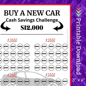 New Car Savings Challenge A6 Mini Budget Binder Insert Printable for ...