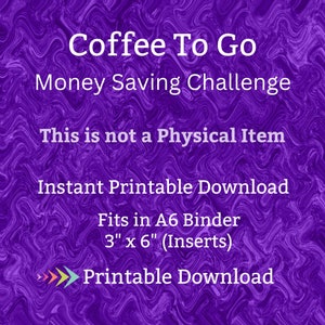 Coffee A6 Savings Challenge Printable Insert for Brewed Coffee Togo for ...