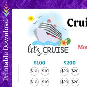 Family Cruise Cash Savings Challenge Printable Vacation Trip Money ...