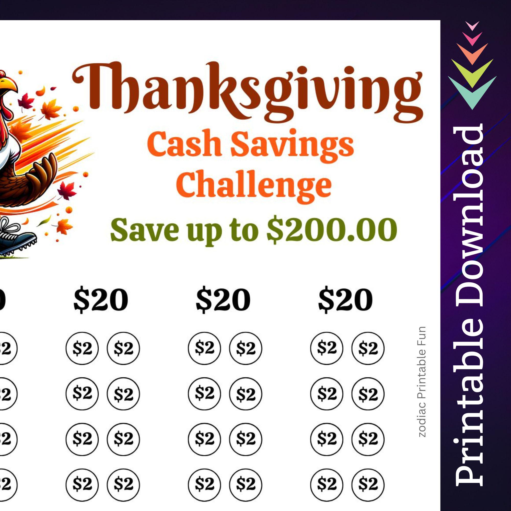 Thanksgiving Savings Challenge Printable for Fall Holiday Money Saving ...