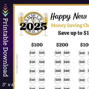 A6 New Years 2025 Savings Challenge Printable for 1200 Money Saving ...