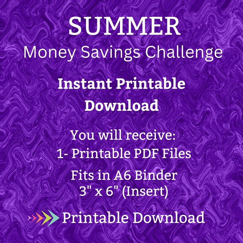 Summer Savings Challenge Tracker Printable Insert A6 Mini - Etsy