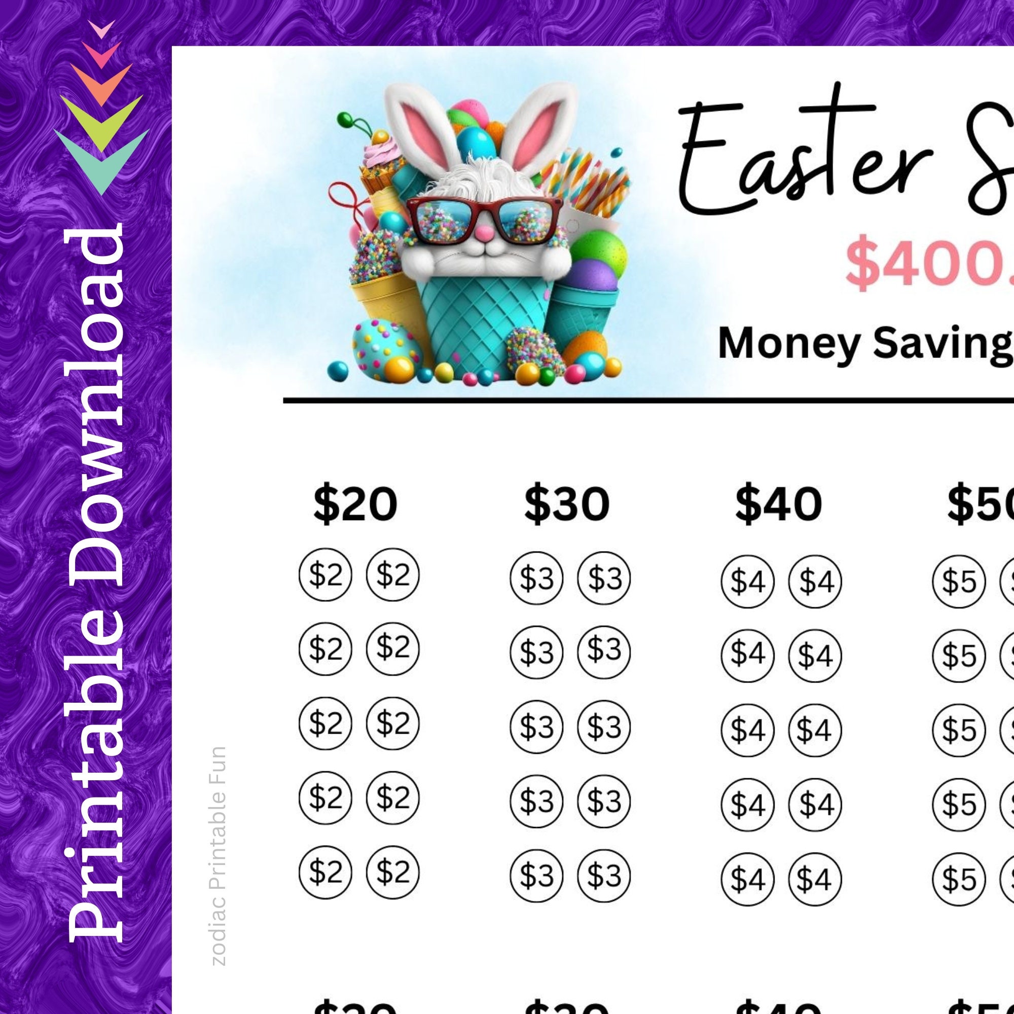 Easter Basket Money Saving Challenge Printable for Girls Boy - Etsy