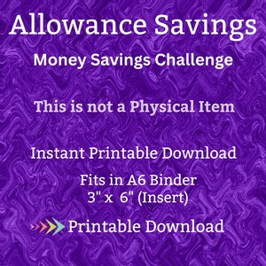 A6 Kids Allowance Savings Challenge Printable Budget Binder Insert for ...