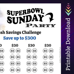 Superbowl Savings Challenge Printable for Football Fans Money Saving ...
