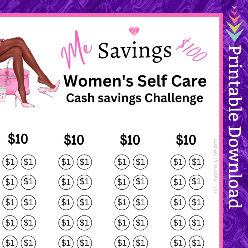 A6 Self Care Savings Challenge Printable Insert for Women Taking Care ...