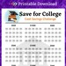 College Planner Savings Challenge Printable University Student Tuition Payment Cash Saving ...