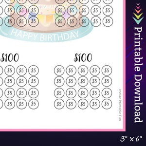 A6 Savings Challenge Printable Insert for Happy Birthday Money Saving ...