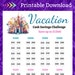 Family Vacation Cash Savings Challenge Printable Travel - Etsy