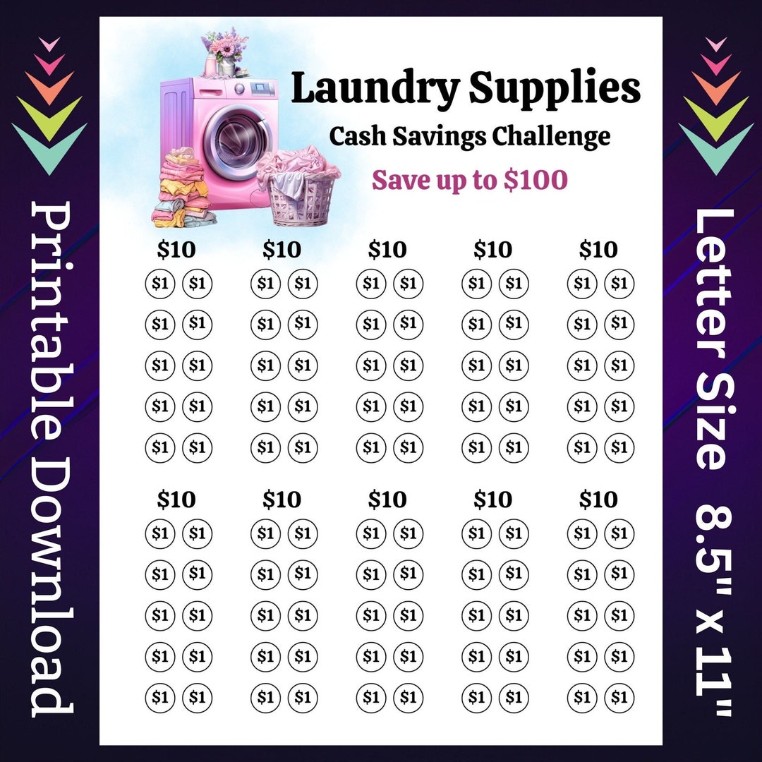 Laundry Supplies Savings Challenge Printable for Home Laundry Room ...