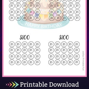 A6 Savings Challenge Printable Insert for Happy Birthday Money Saving ...