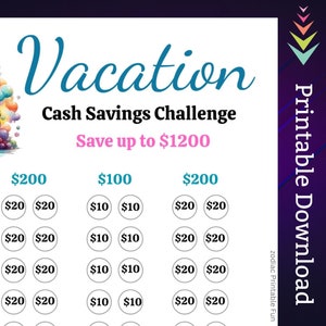 Family Vacation Cash Savings Challenge Printable Travel Destination ...