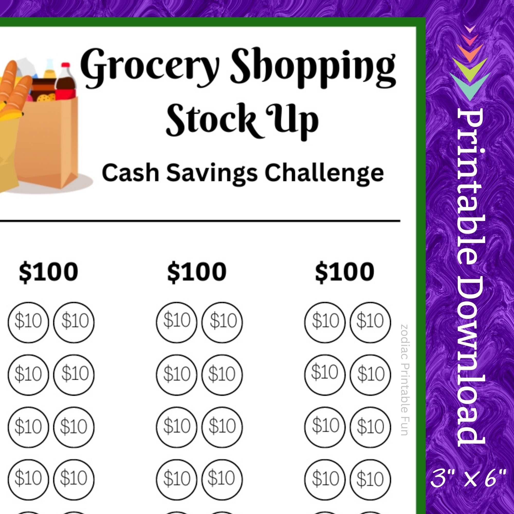 Grocery Food Shopping Savings Challenge Tracker Printable - Etsy