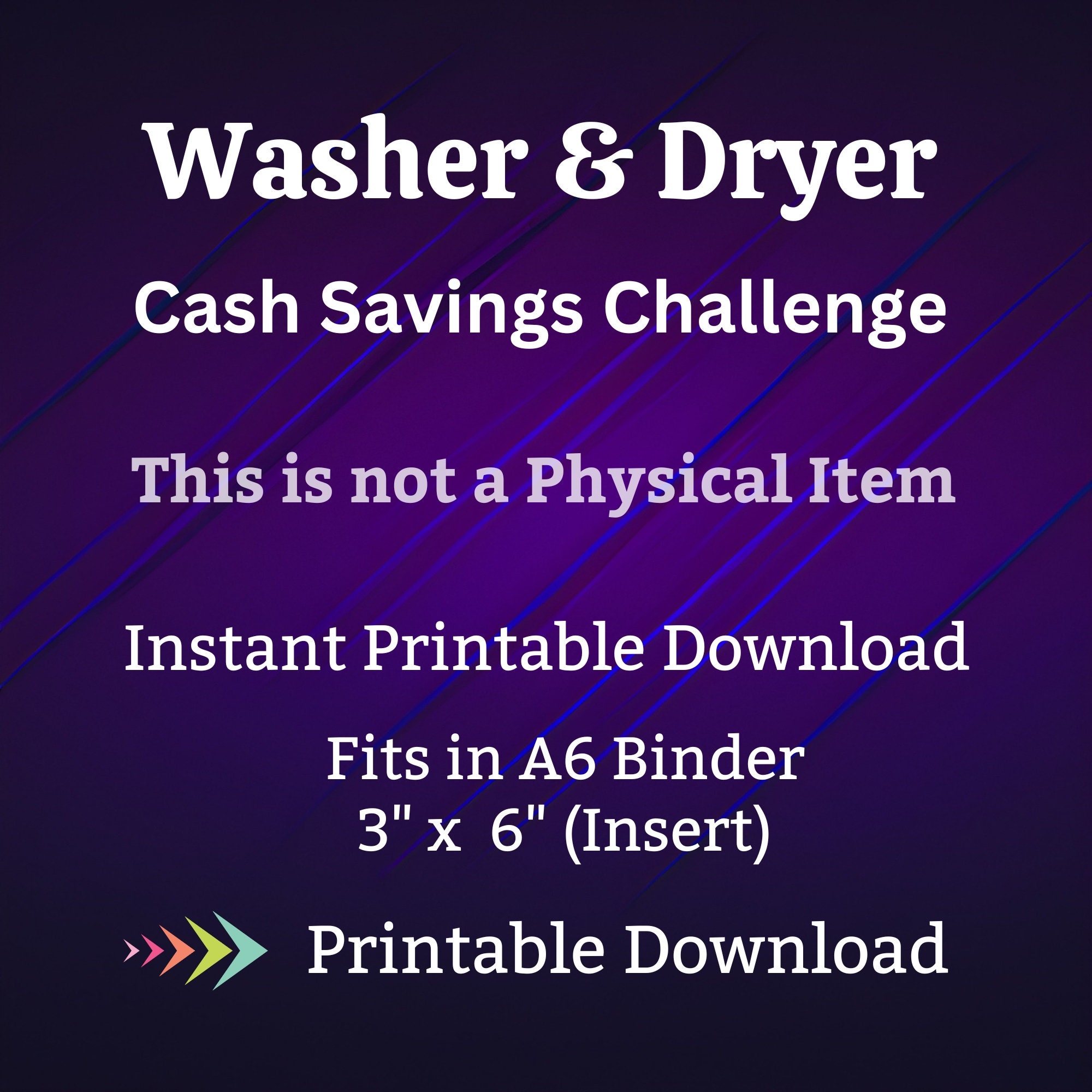 A6 Washer & Dryer Cash Savings Challenge Printable Budget Binder Insert ...