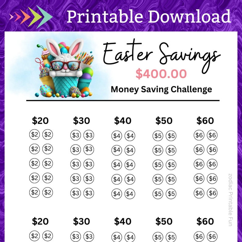 Easter Basket Money Saving Challenge Printable for Girls Boy - Etsy