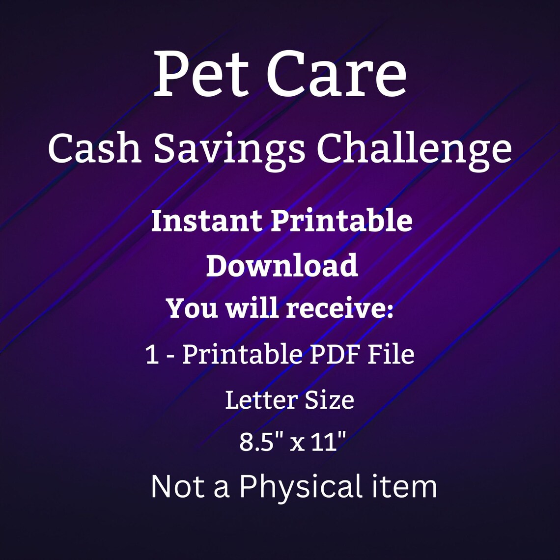 Pet Care Savings Challenge Printable for Cat Dog Health Planner Cash ...