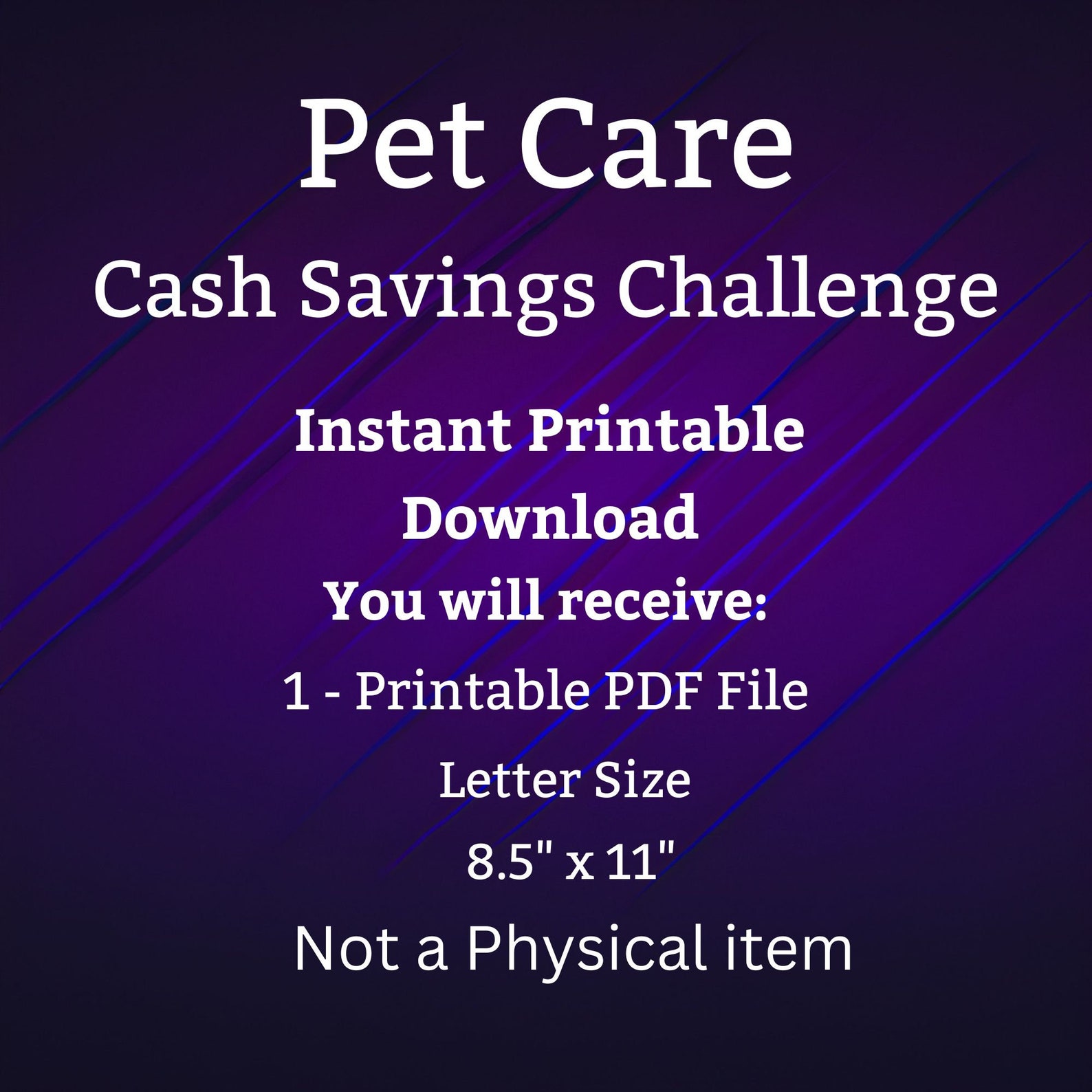 Pet Care Savings Challenge Printable for Cat Dog Health Planner Cash ...