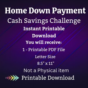 Home Down Payment Savings Challenge Printable for Homeowner Money ...