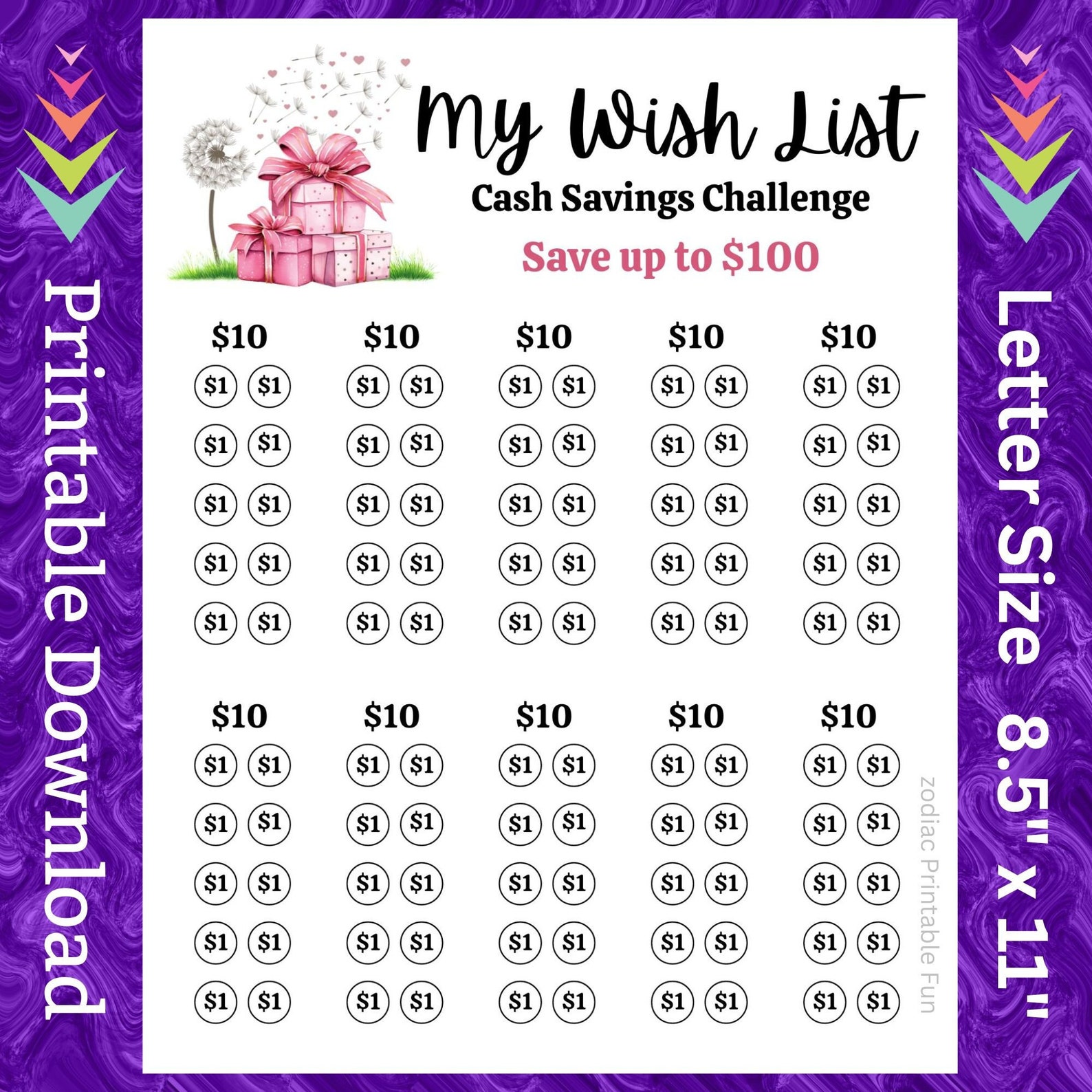 My Wish List Savings Challenge Printable All About Me Money Saving ...
