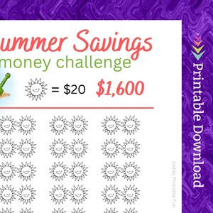 Summer Savings Challenge Printable for Family Vacation Summer ...