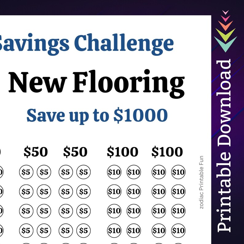 New Flooring Savings Challenge Printable for Family Home Floor Money ...