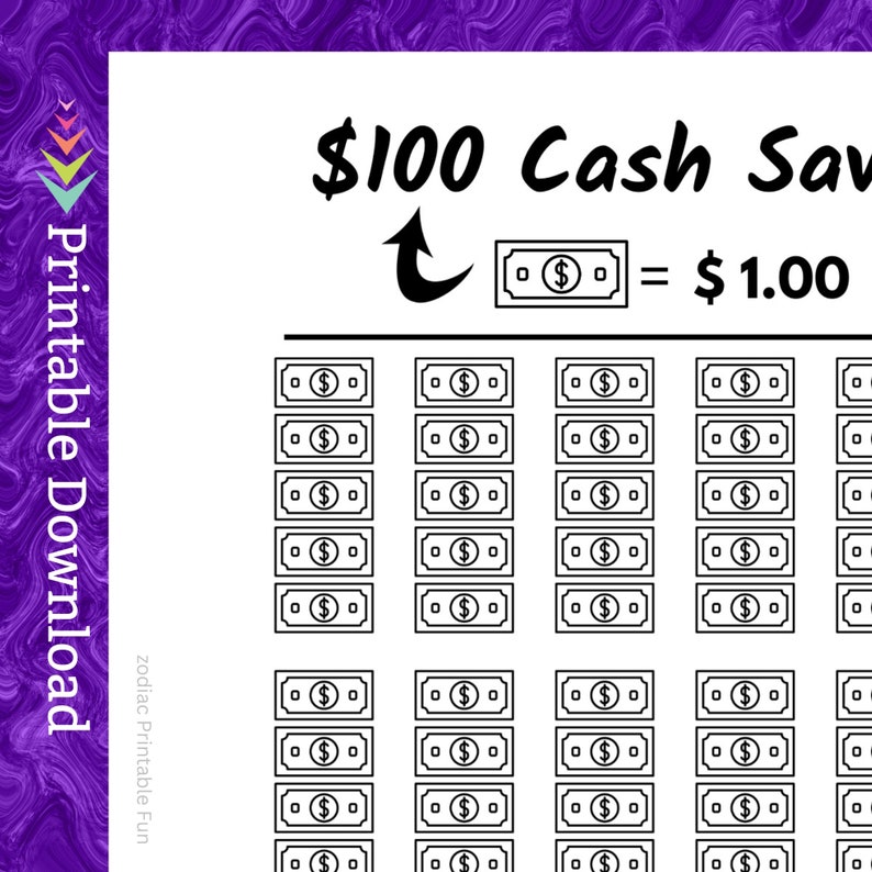 Save 100 Dollars Savings Challenge Printable Tracker - Etsy