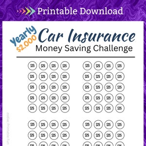 Car Insurance Savings Challenge Printable for Auto Insurance Bill for ...
