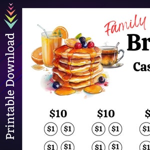 Breakfast Savings Challenge Printable for Morning Breakfast Food Money ...
