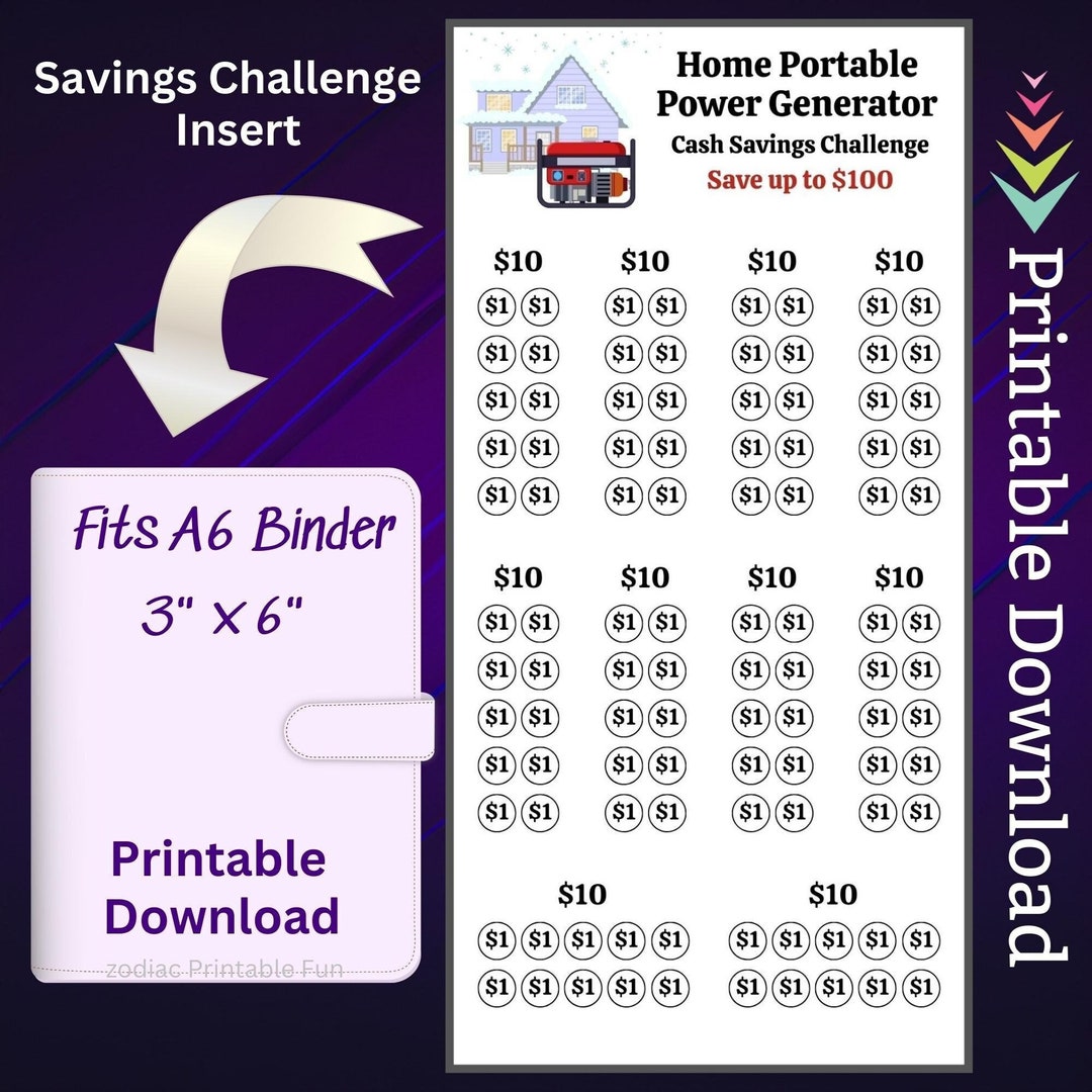Generator Cash Budget Money Saving Challenge Tracker Printable A6 Size ...