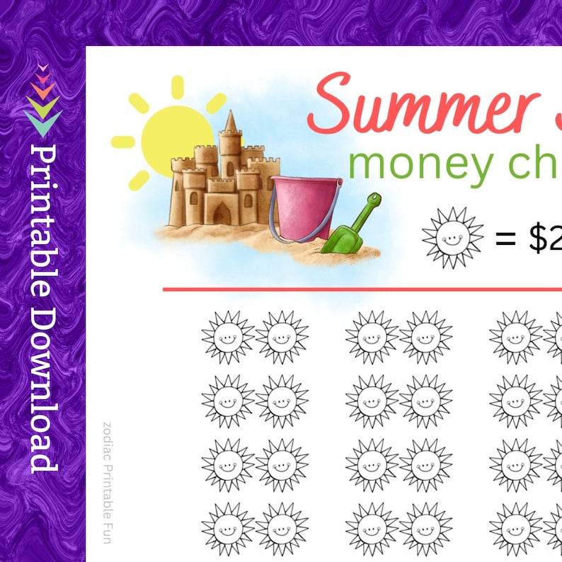 Summer Savings Challenge Printable for Family Vacation Summer ...