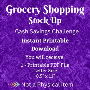 Grocery Saving Challenge Printable for Kitchen Pantry Stock up on Food ...