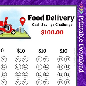 A6 Food Delivery Savings Challenge Printable Insert for Restaurant Food ...