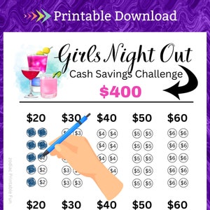 Girls Night Out Savings Challenge Printable for Girls Night Out Money ...