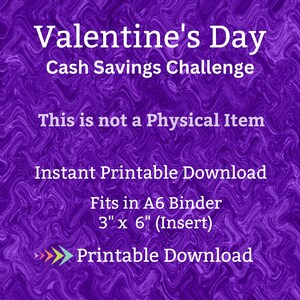 A6 Valentine Savings Challenge Printable Budget Binder Insert Money ...
