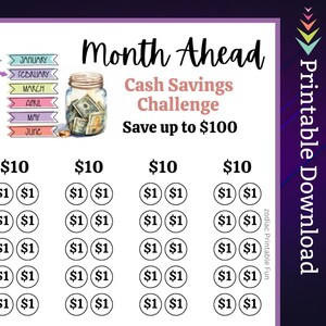 A6 Monthly Budget Savings Challenge Printable for Month Ahead Paycheck ...
