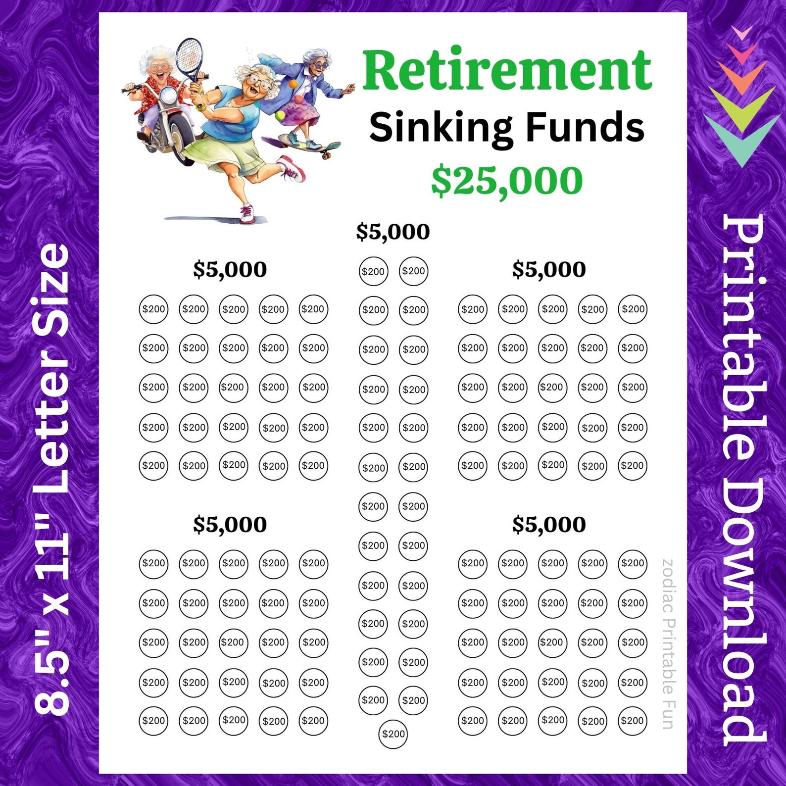 Retirement Savings Challenge Printable for Golden Years Sinking Fund ...
