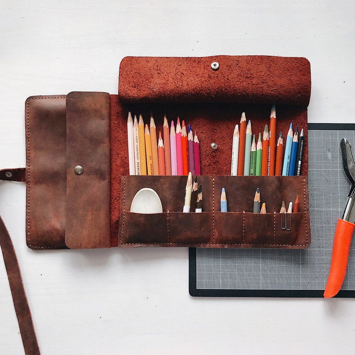 Leather Artist Rollpencil Roll Caseleather Brush - Etsy UK
