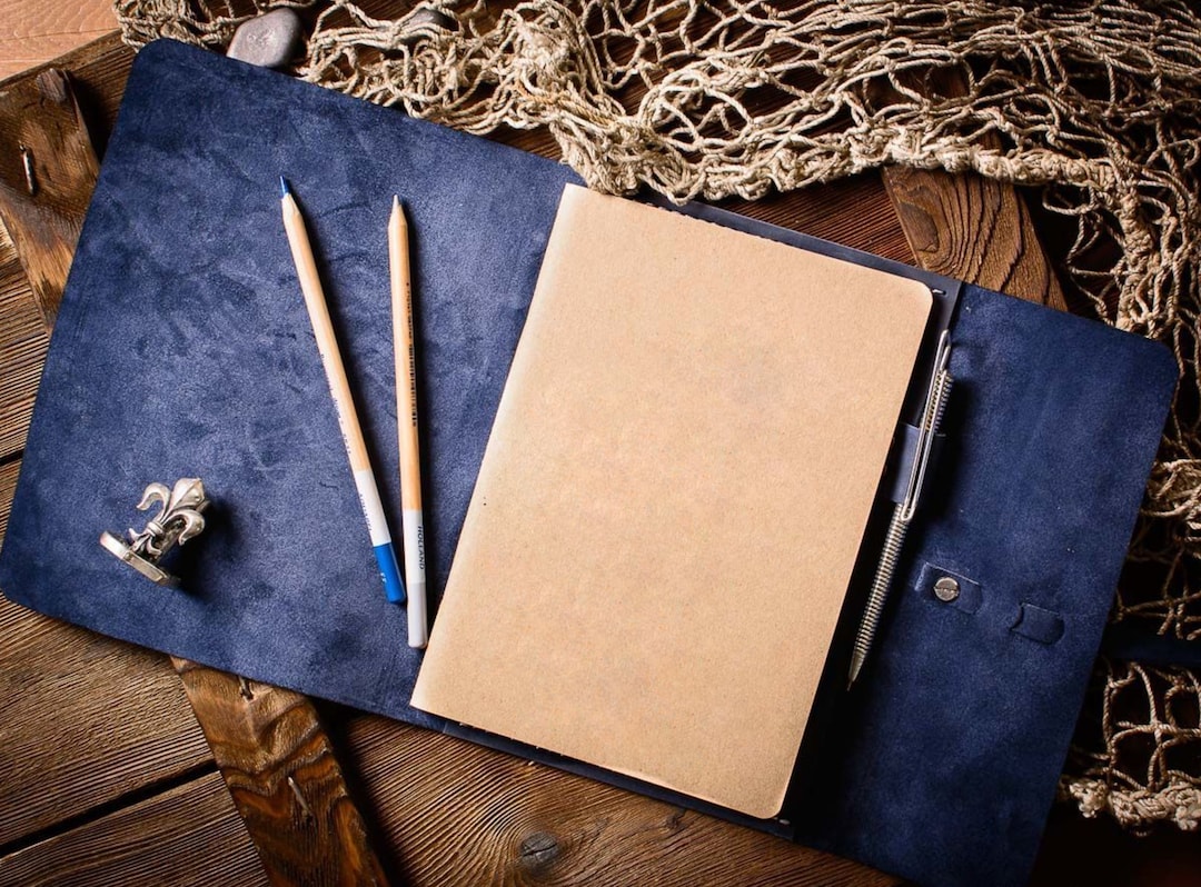 Leather Notebook Cover With Pen Holder, A4 Notebook Cover, Leather ...
