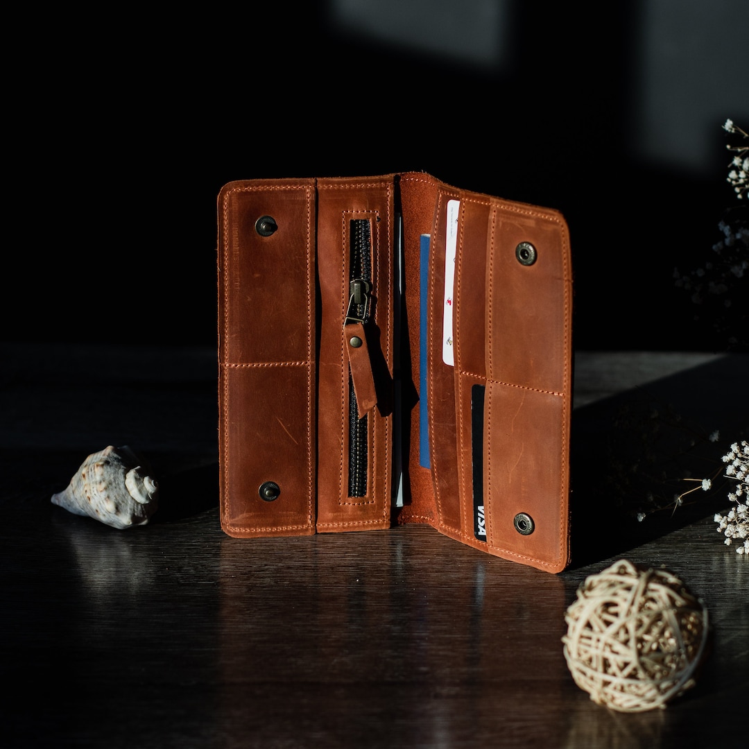 Personalized Long Leather Wallet,women's Engraved Wallet,unisex Long ...