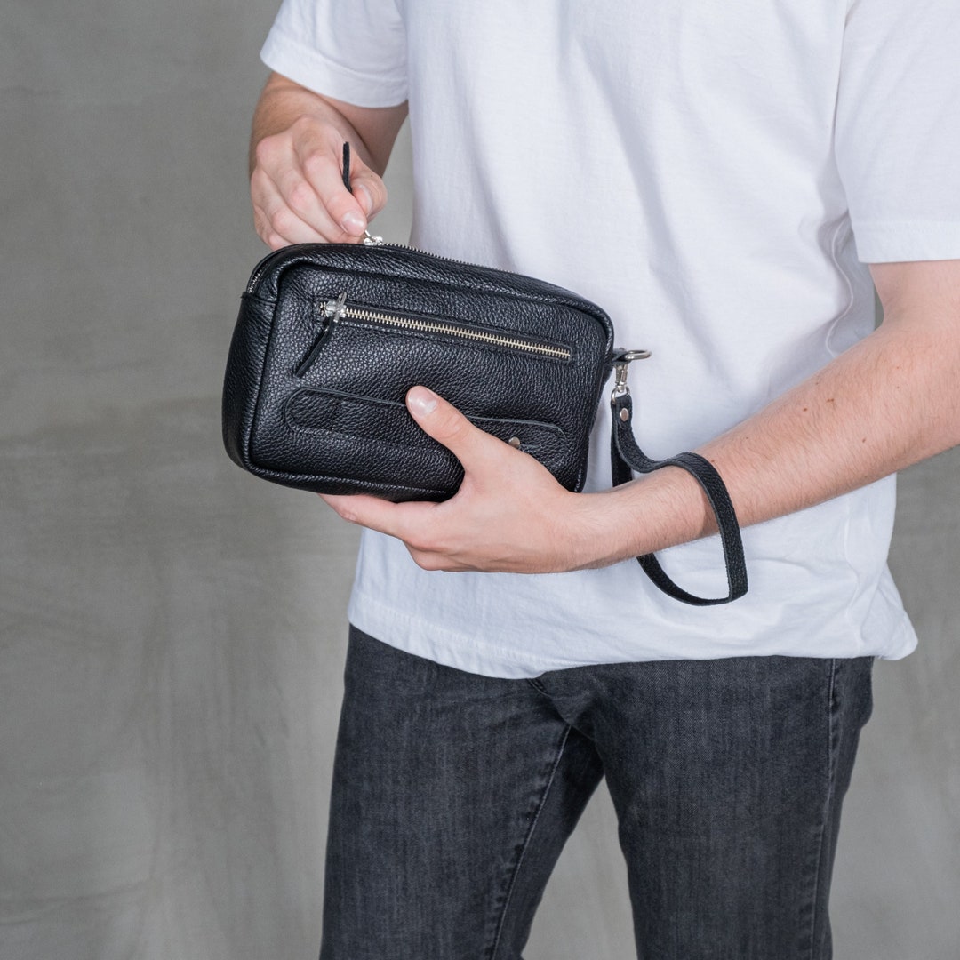 Leather Mens Clutch Bag, Wristlet Clutch Purse Men, Clutch for Men ...